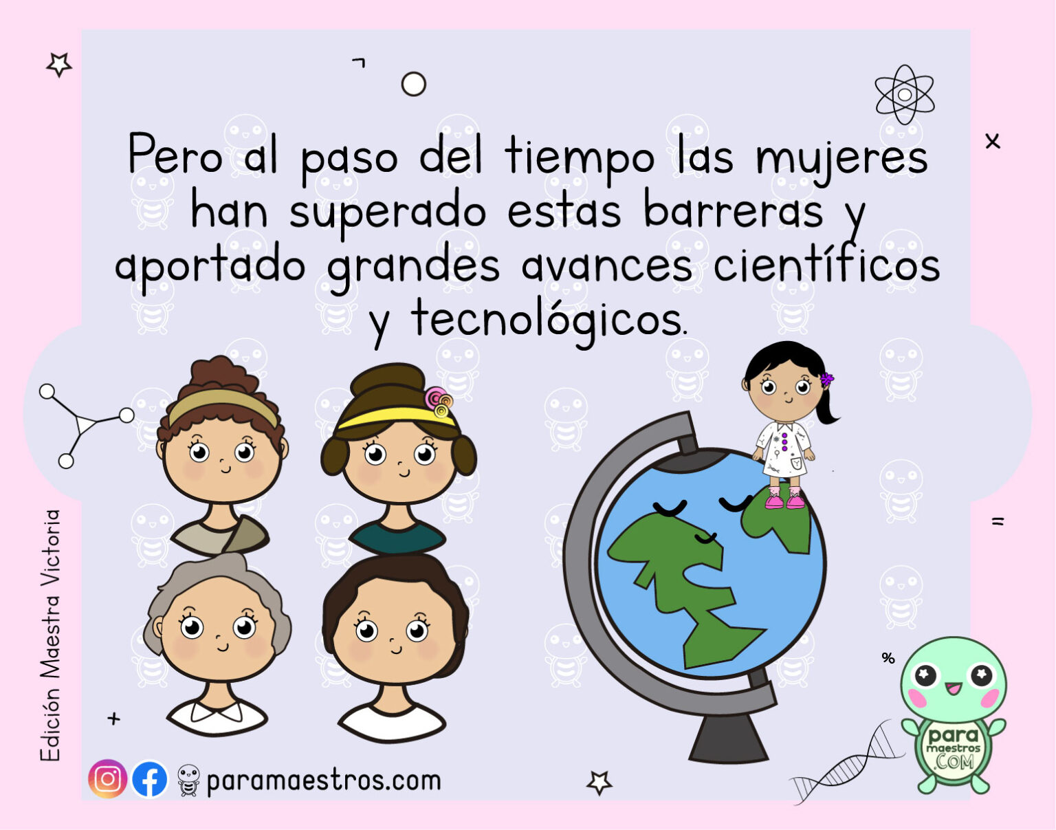 La mujer y la niña en la ciencia para niños (fichas ilustradas ...