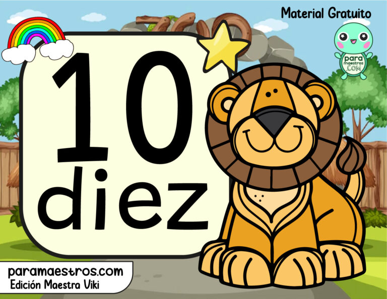Fichas numéricas 1 al 10 animales del zoológico – paramaestros