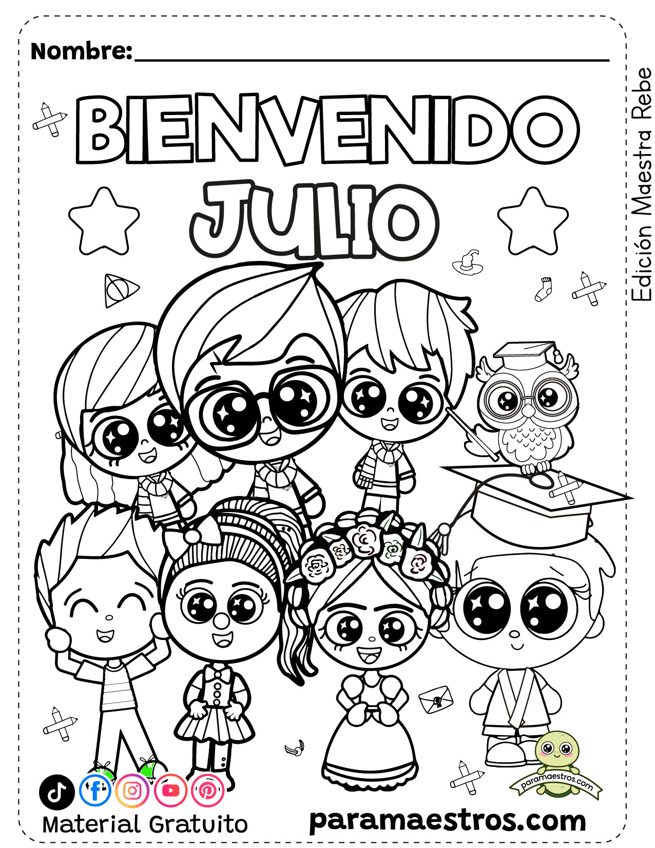 Portada – Calendario con efemérides JULIO 2024 – paramaestros